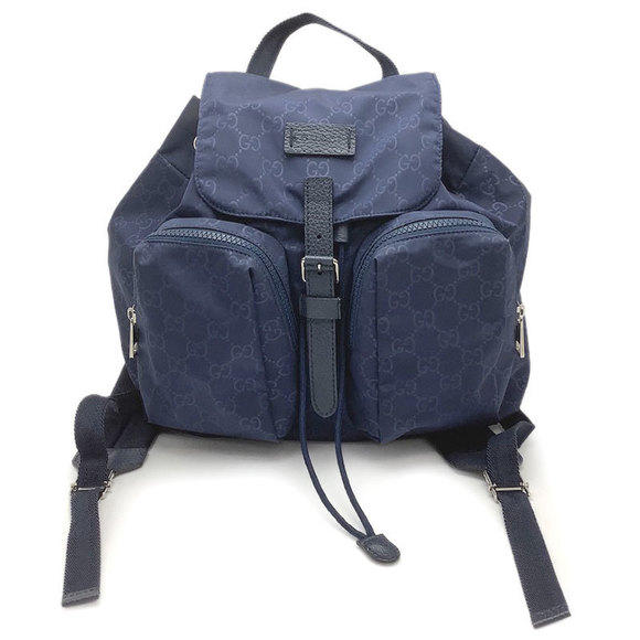 Gucci | Bags | Gucci Guccisima Backpack Nylon Leather Navy Blue ...